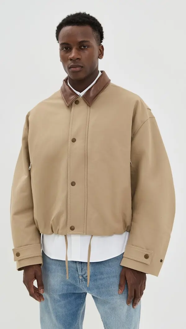 Acne Studios Opado Cotton Twill Jacket In Khaki Beige - 30% Off